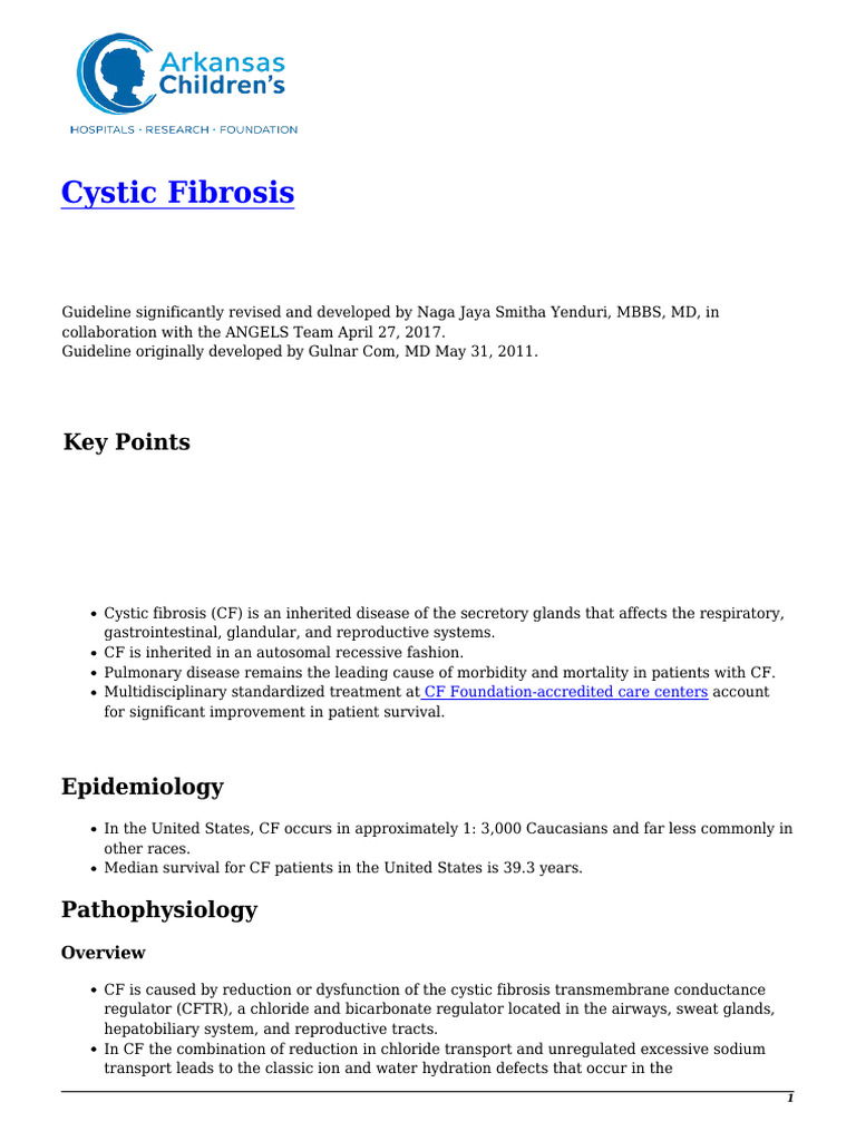 Cystic Fibrosis | PDF | Respiratory Tract | Respiratory Diseases