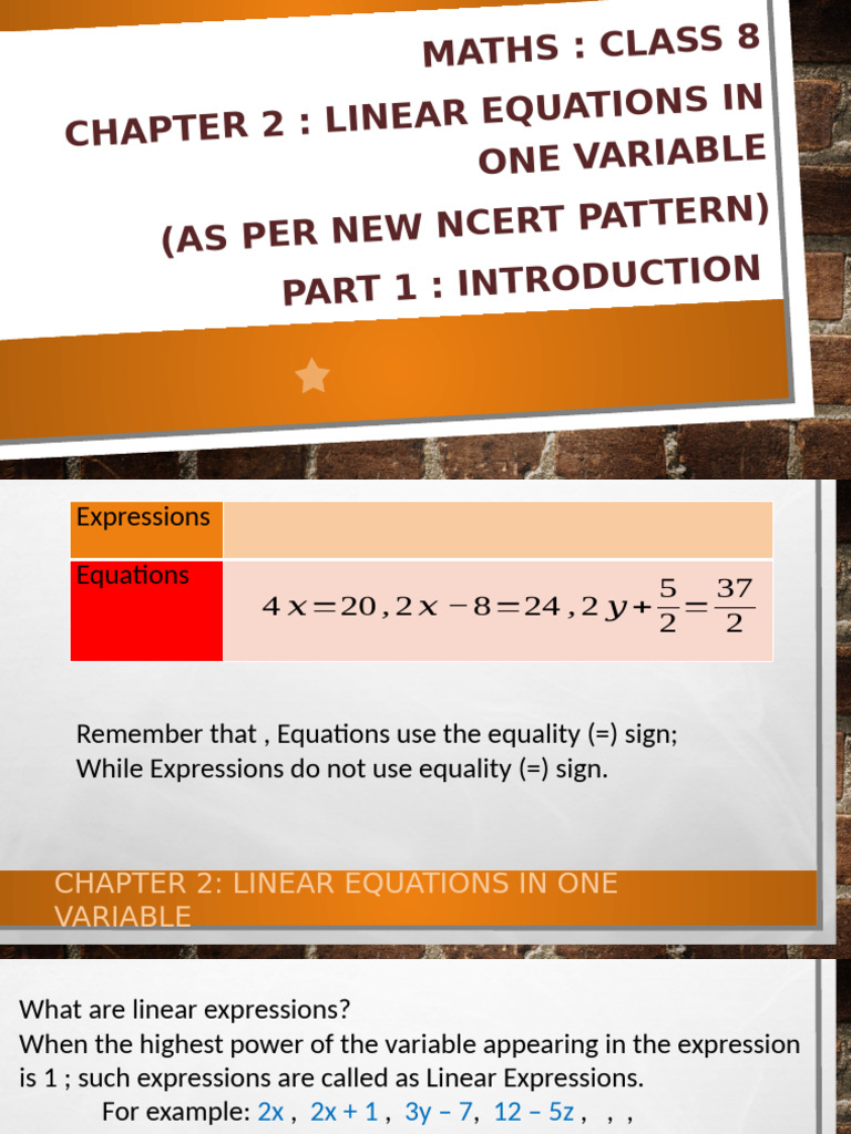 Maths Class 8 Chapter 2 | PDF | Equations | System Of Linear Equations