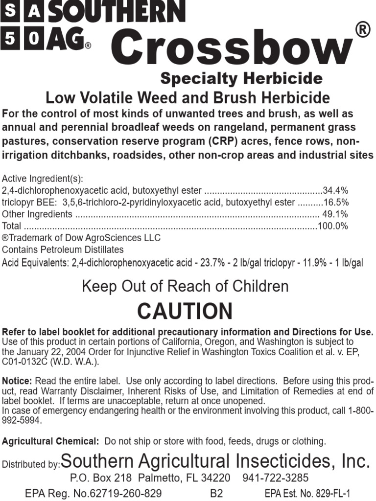 Crossbow Specialty Herbicide Label 2020 | PDF | Herbicide | Hay