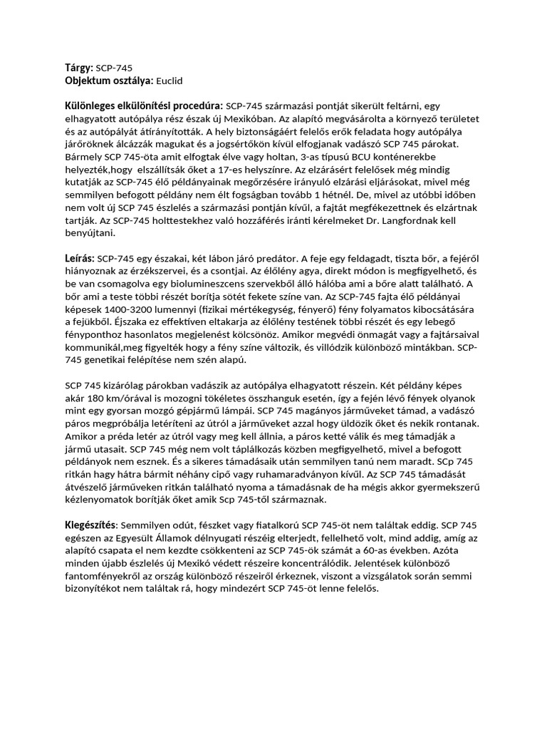 SCP 745 (Gerynek) | PDF