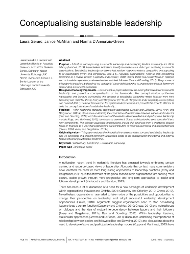 Understanding Sustainable Leadership Frameworks | PDF | Corporate ...