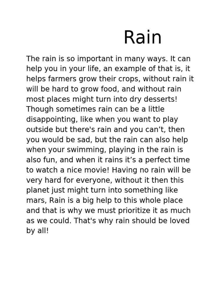 The Importance of Loving Rain | PDF