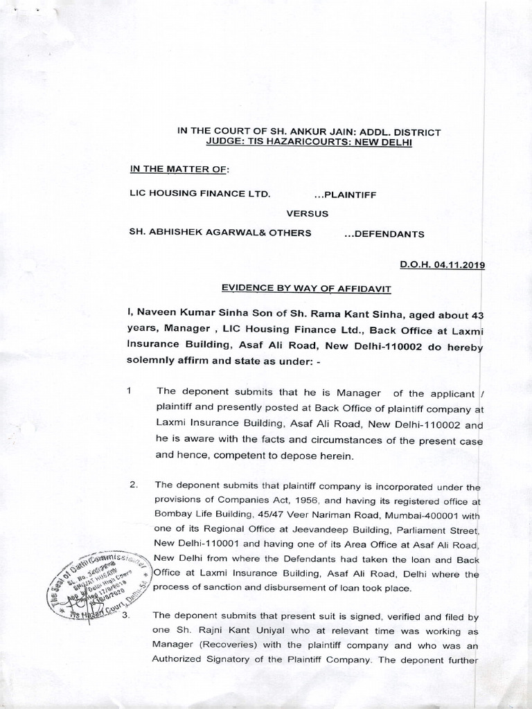 Affidavit Way of Evidence of Naveen Kumar Sinha | PDF