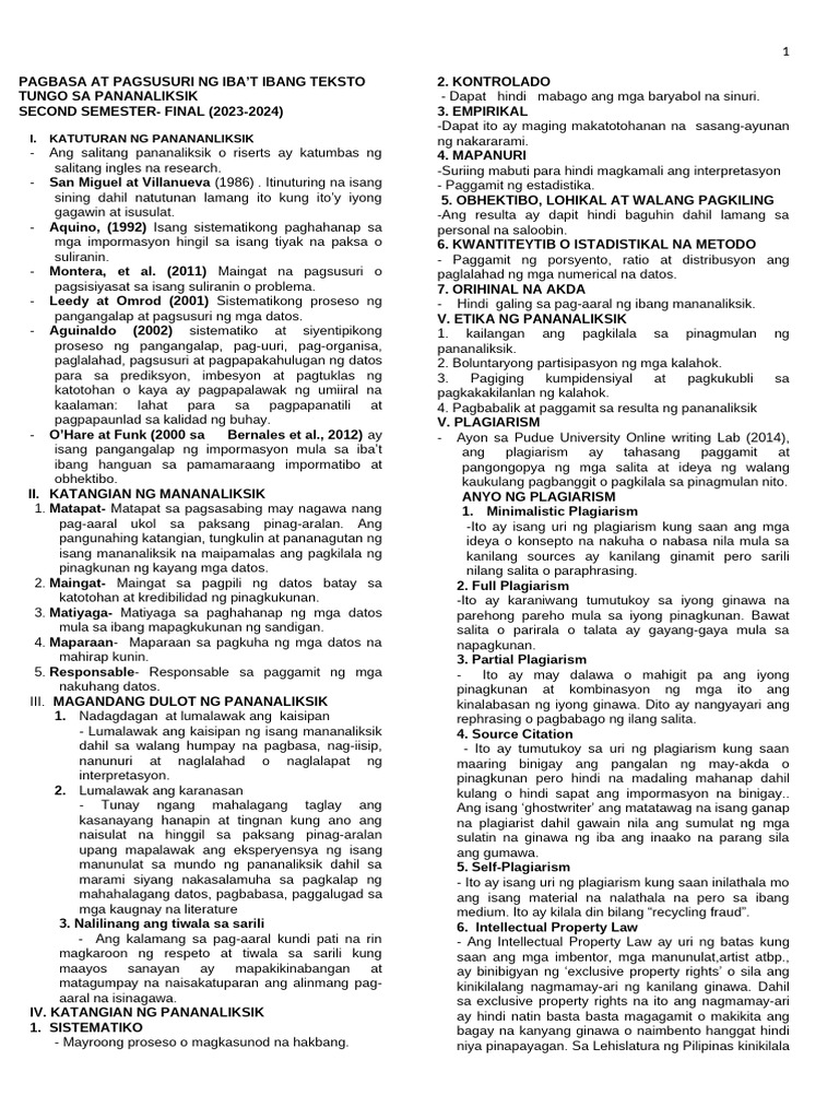 Second Sem Final Handouts | PDF
