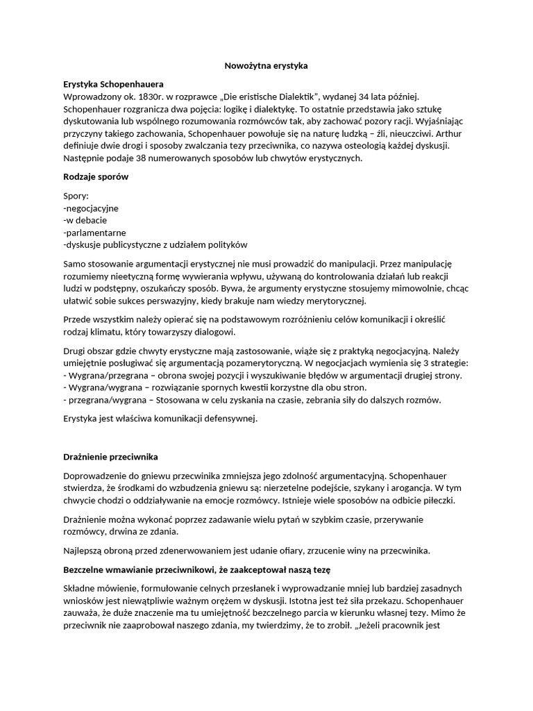 Nowożytna Erystyka | PDF