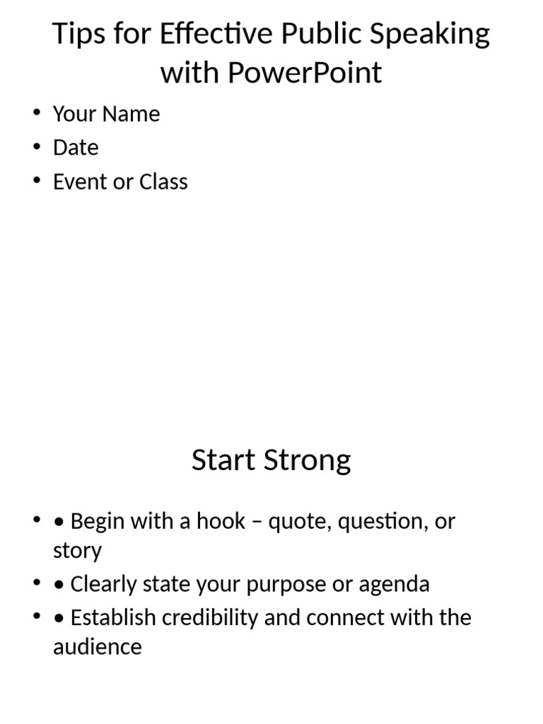 Tips for Effective Public Speaking | PDF