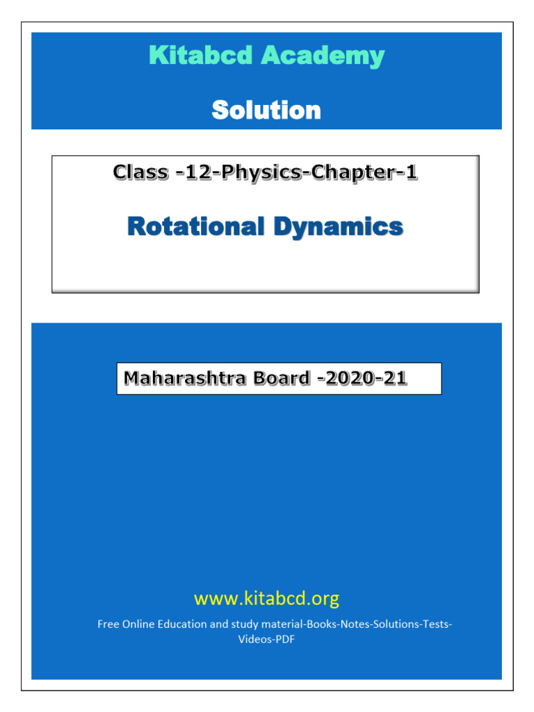 Ch1 CL 12 Kitabcd MSB Physics Solution | PDF | Rotation Around A Fixed Axis | Force