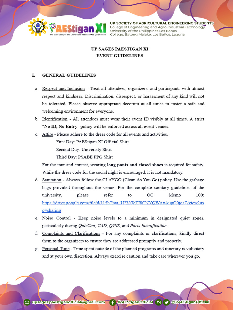 Event Guidelines and Participation Waiver | PDF | Consent | Harassment