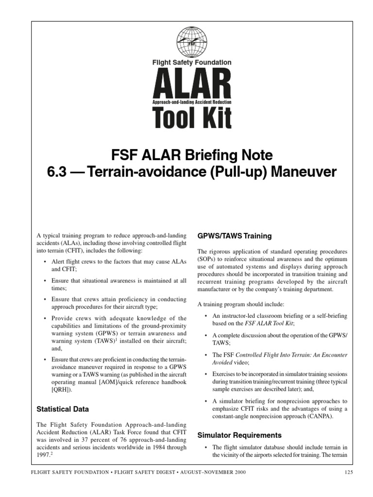 6.3 Terrain-Avoidance (Pull-Up) Maneuver | PDF | Aviation | Aviation Safety