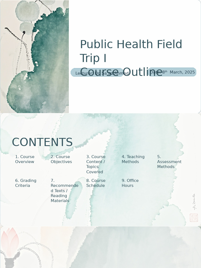 Public Health Field Trip I Course Outline | PDF | Public Health ...