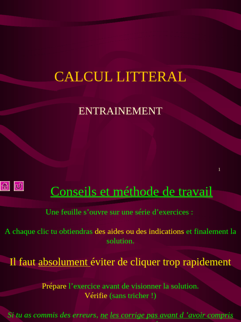 calcul litt‚ral synthŠse42 | PDF