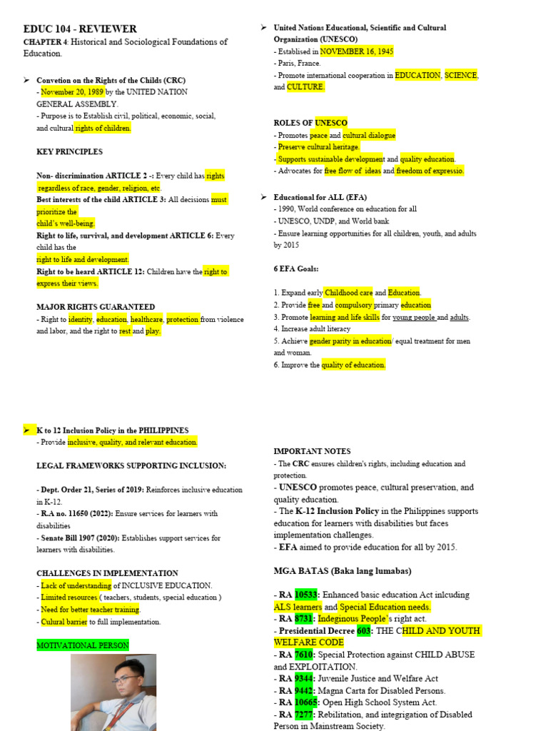 Educ 104 - Chapter 4 Reviewer | PDF | Children's Rights | Social Ethics