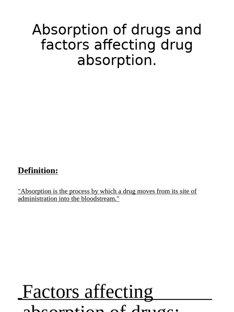 Factors Influencing Drug Absorption | PDF | Gastrointestinal Tract ...
