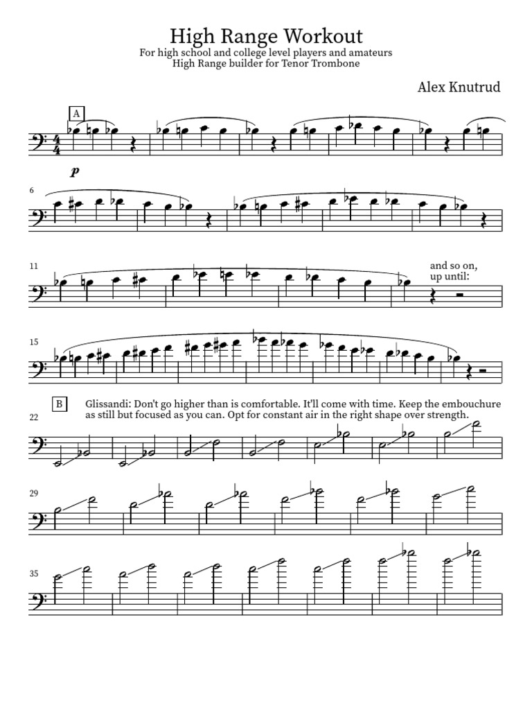 High Range Exercises for Trombone | PDF