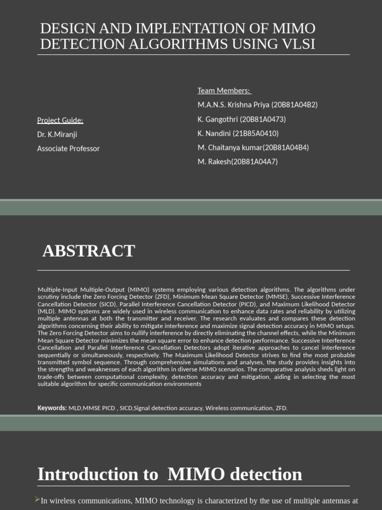 Performance Comparision Between Mimo Detection Review2[1][1] | PDF | Mimo | Telecommunications