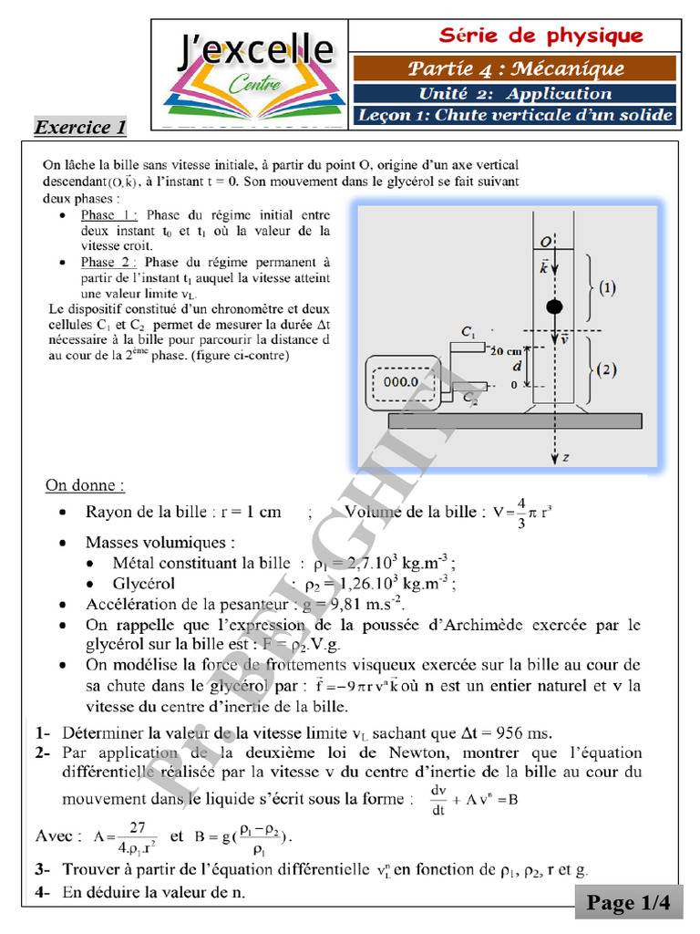 Série -Chute verticale J EXCEL | PDF