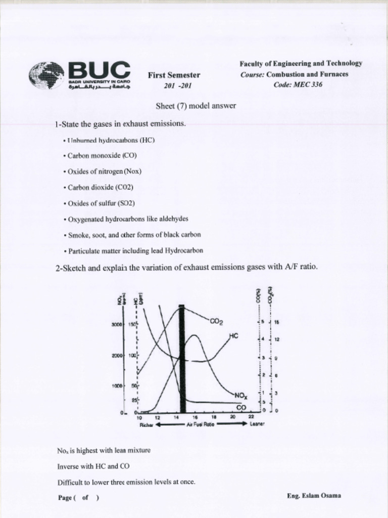 Assignment 7 Combustion Model Answer | PDF