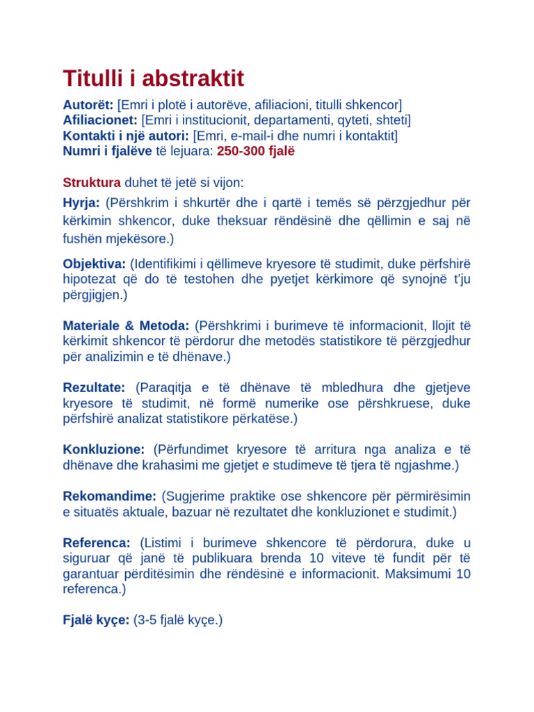 Shembull Abstakti Shqip - Docxbneue | PDF