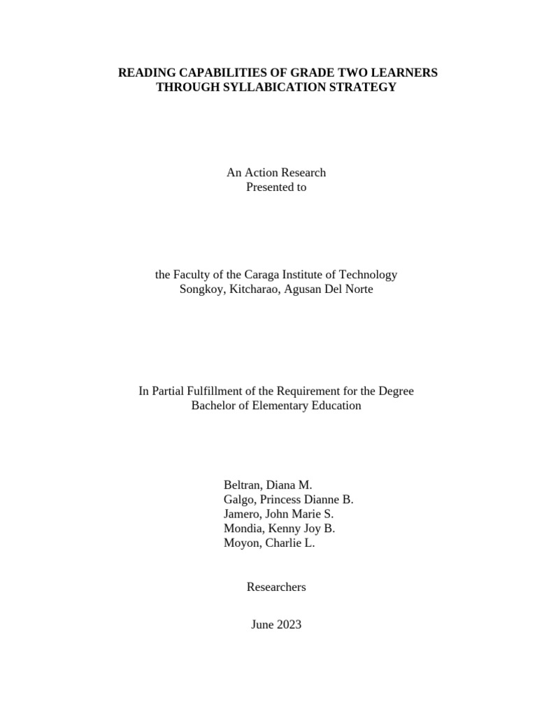 Reading Capabilities Through Syllabication Strategy | PDF | Syllable ...