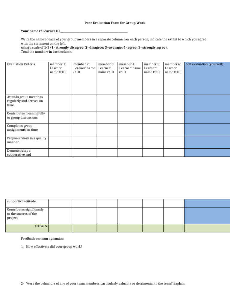 Peer Review Form | PDF