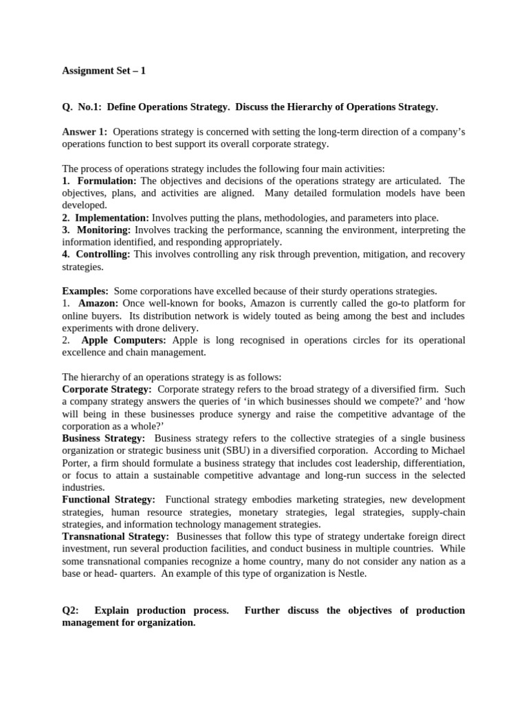 Production and Operation Management | PDF | Supply Chain | Project ...