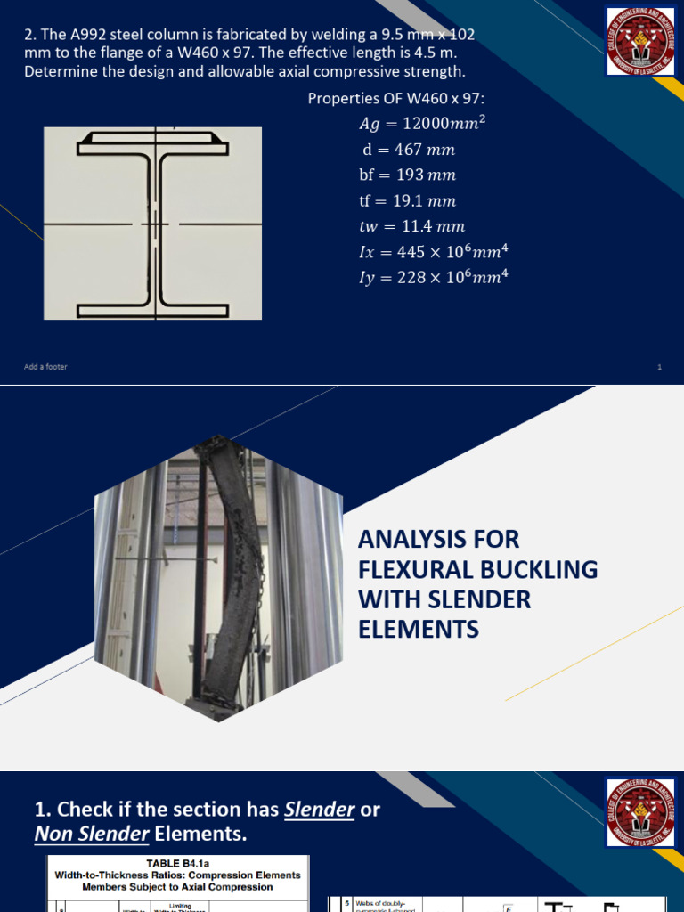 Analysis For Flexural Buckling With Slender Elements | PDF | Buckling | Physical Sciences