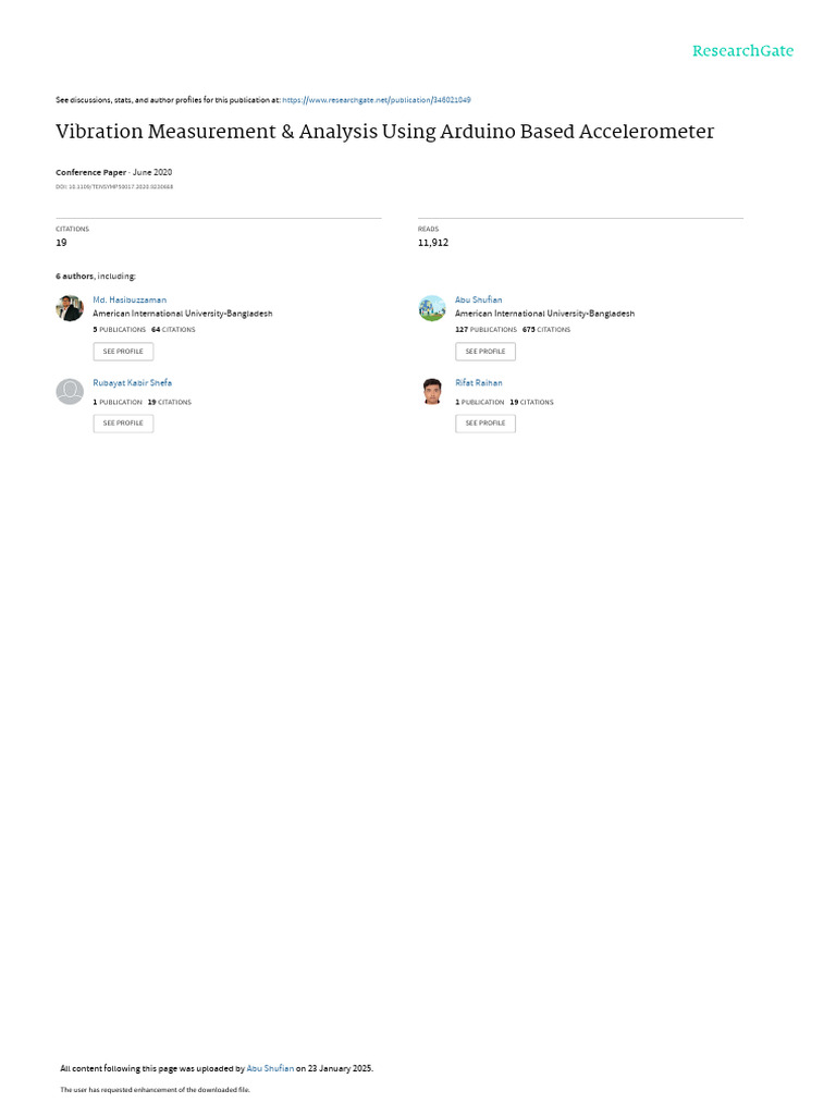 Vibration Measurement Amp Analysis Using Arduino Based Accelerometer | PDF | Accelerometer ...