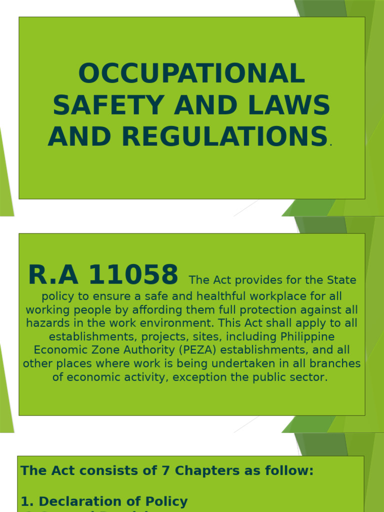 Chapter 2 Regulatory Bodies and Law | PDF | Occupational Safety And Health | Regulatory Compliance