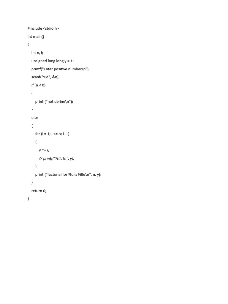 C Program to Calculate Factorial | PDF