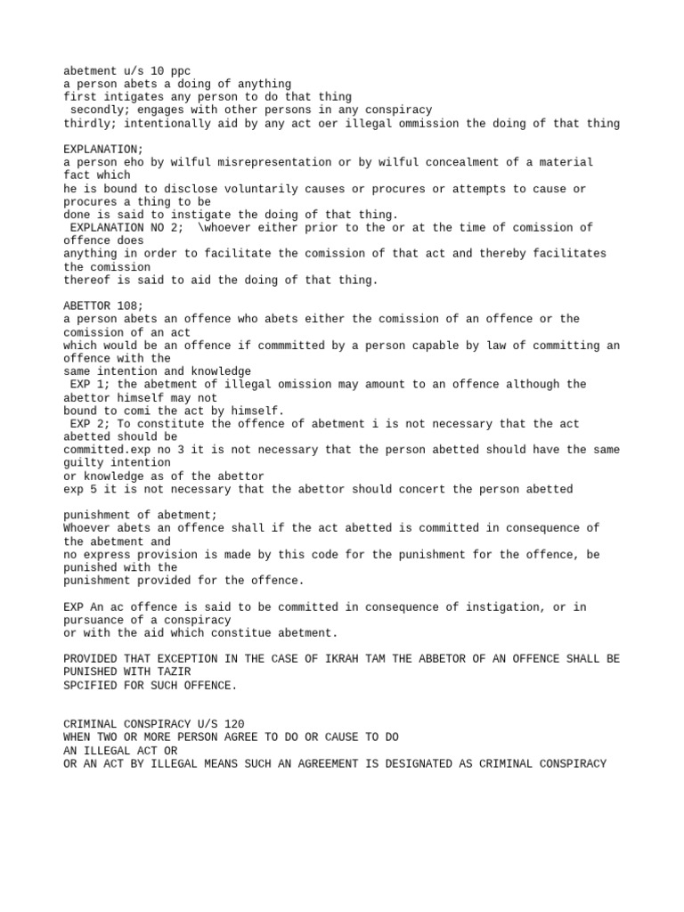 ABETMENT CRIMINAL CONSPIRACY | PDF