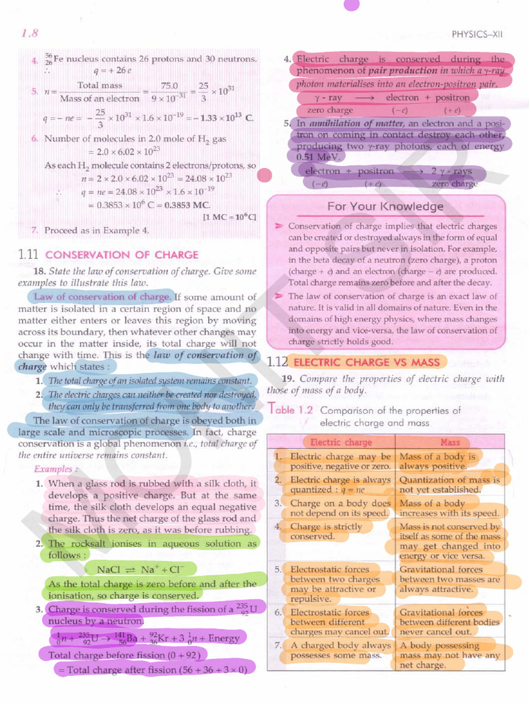 XII SL ARORA CH-1.pdf 2 | PDF | Electric Charge | Electron