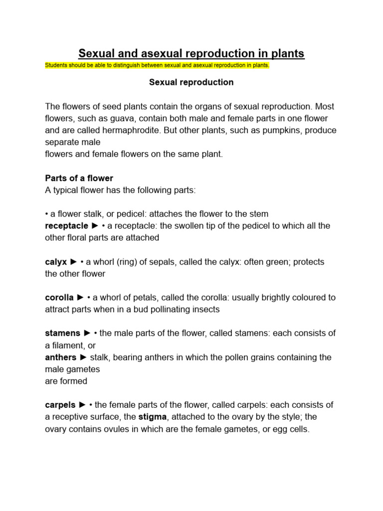 Sexual and Asexual Reproduction in Plants | PDF | Flowers | Pollination