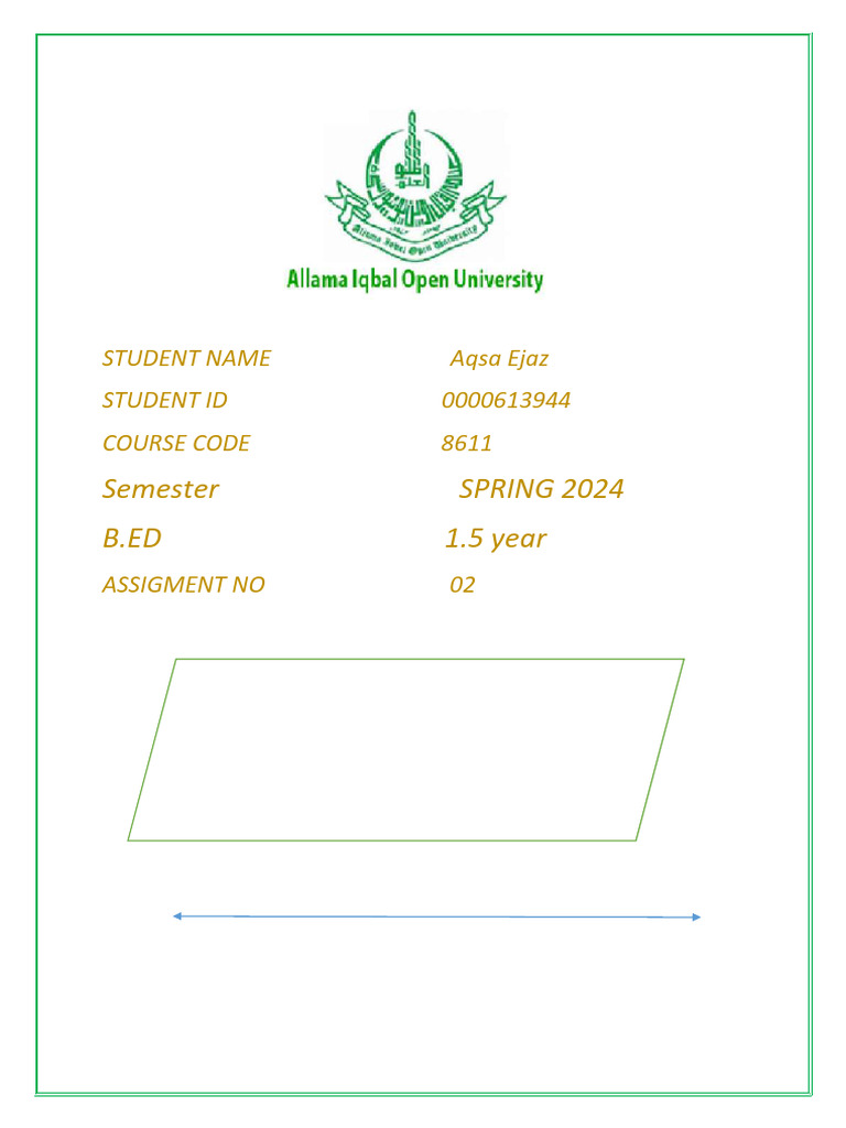 8611 2 Assignment. Aqsa Ejaz PDF | PDF | Teachers | Mentorship