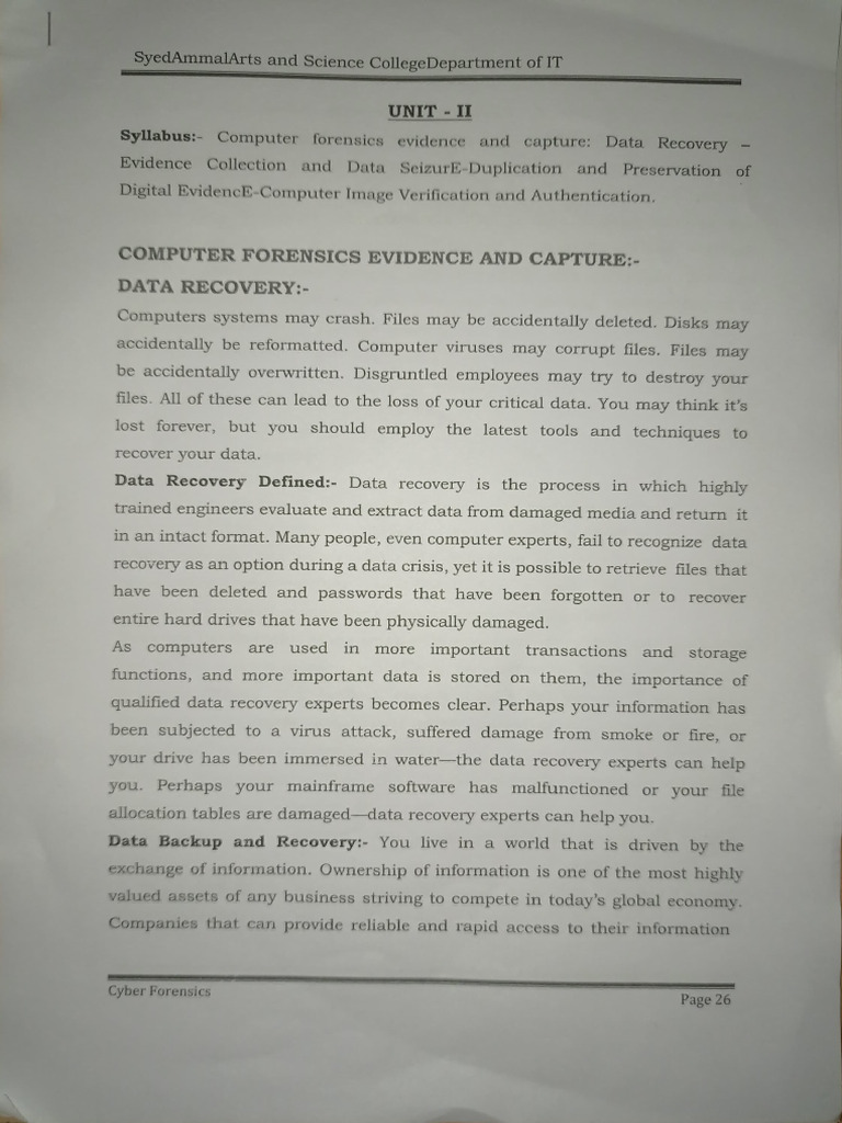 unit II cyber forensics | PDF