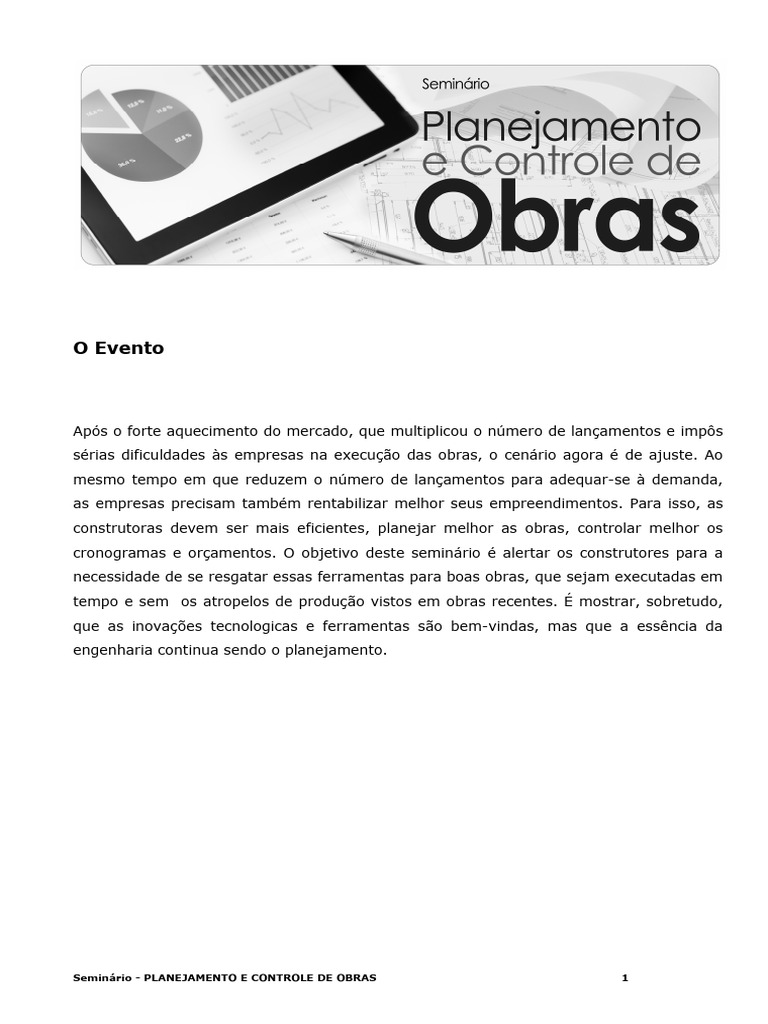 Planejamento e Controle de Obras | PDF | Planejamento | Engenharia