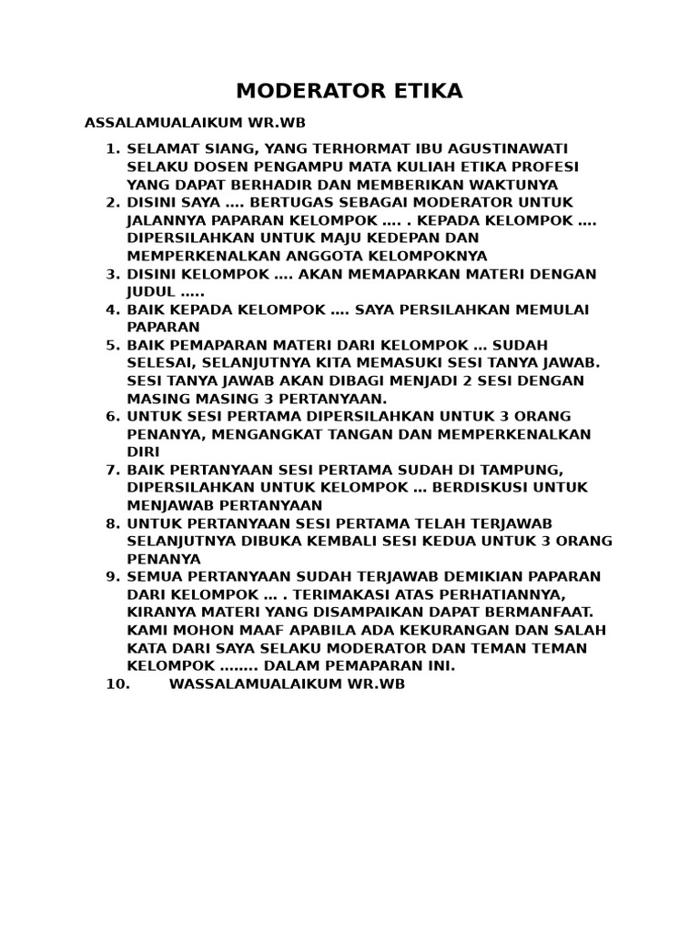 Peran Moderator dalam Presentasi Kelompok | PDF