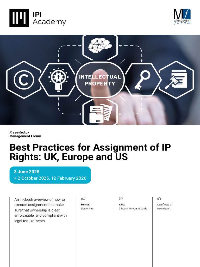 IPI 2945 Best Practices For Assignment of IP Rights UK Europe and US ...