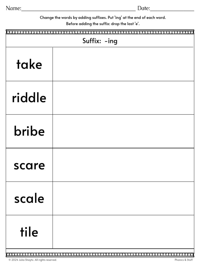Phonics & Stuff - Single Suffix Rule | PDF