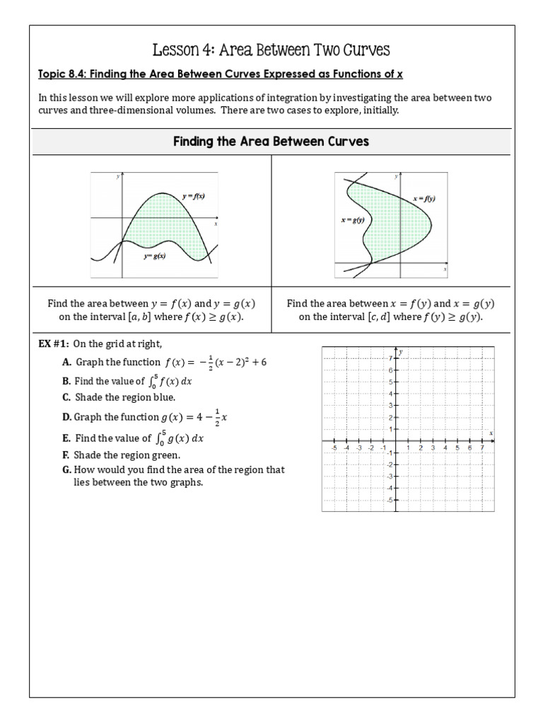 Area Between Curves Explained | PDF | Trigonometric Functions ...