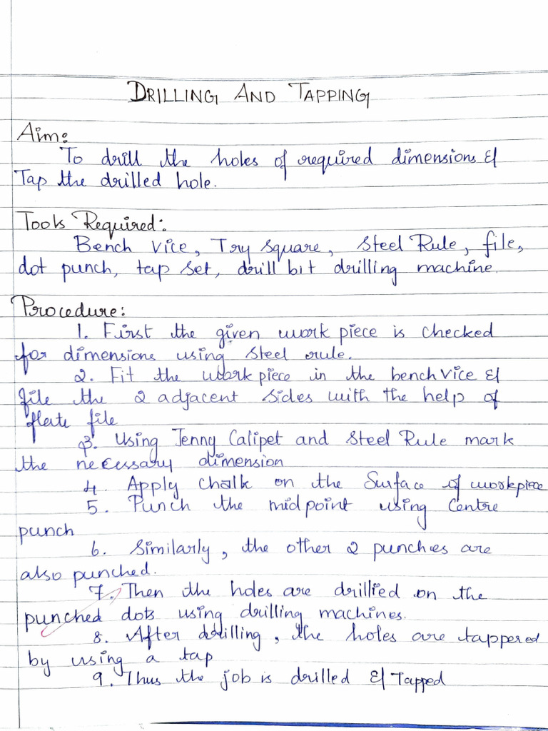 Exp - No.2 - Drilling and Tapping | PDF