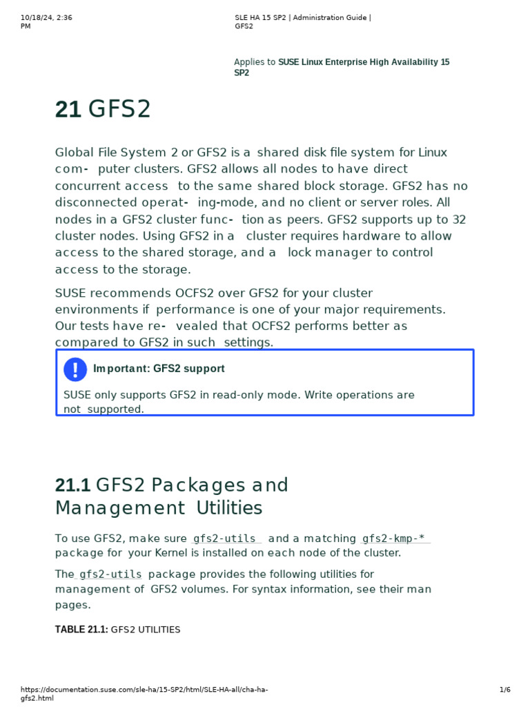 SLE HA 15 SP2 _ Administration Guide _ GFS2 | PDF | System Software | Software
