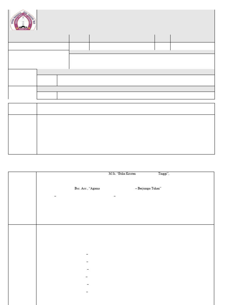 RPS Etika Pelayanan Kristiani-2025 (1) | PDF