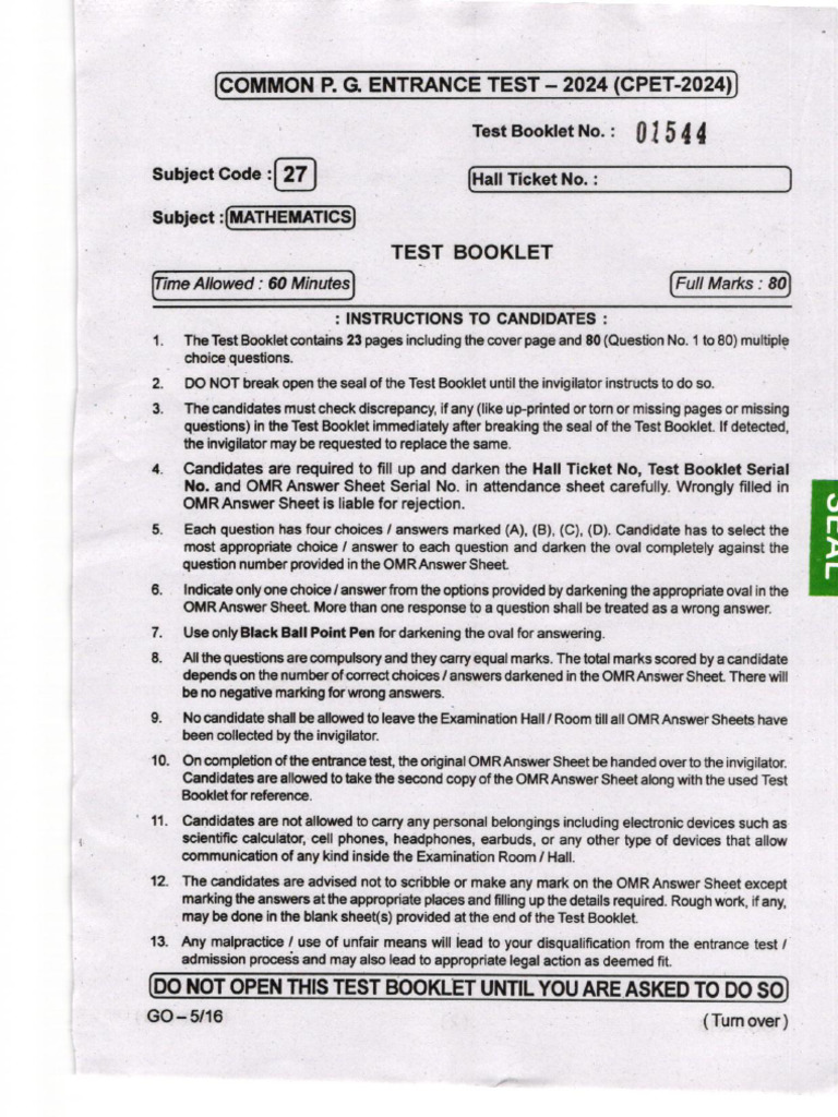 Mathematics PG SAMS ODISHA QP,24 | PDF