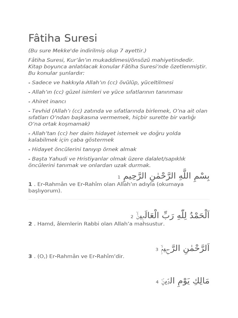 1 Fâtiha Suresi | PDF