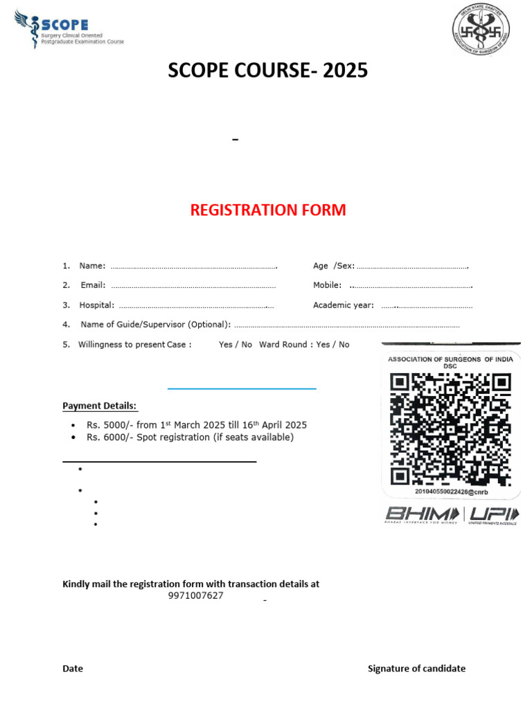SCOPE Registration Form | PDF