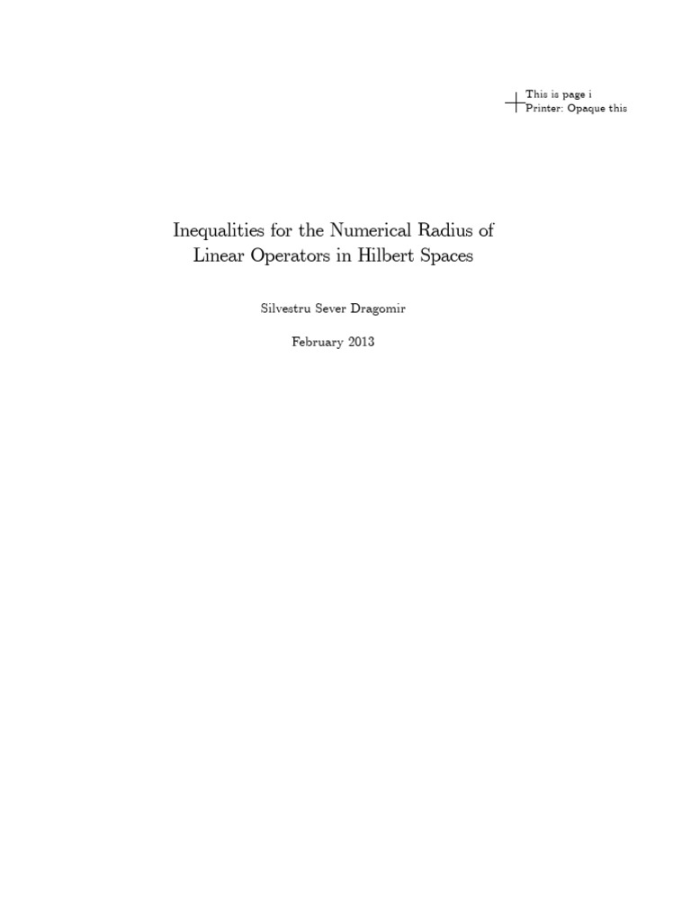 Numerical Radius | PDF | Mathematical Analysis | Linear Algebra