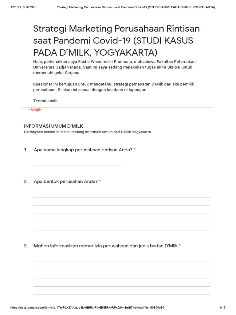 Pemilik - Google Formulir | PDF