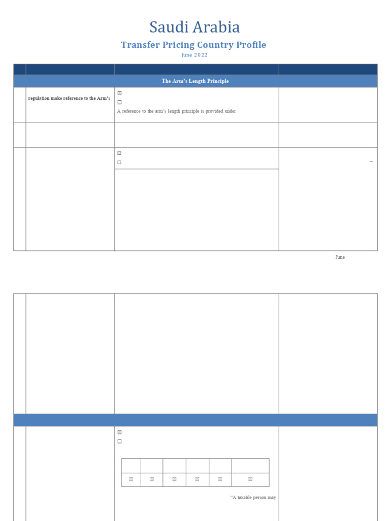 Saudi Arabia Transfer Pricing Overview | PDF | Taxes | Taxation In The ...