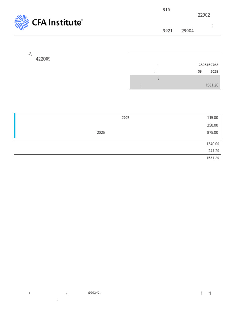 CFA Program Payment Receipt | PDF