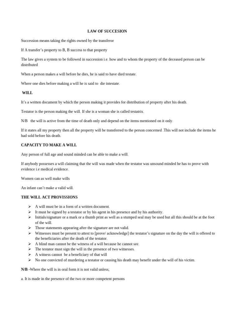 LAW OF SUCCESSION | PDF | Will And Testament | Probate